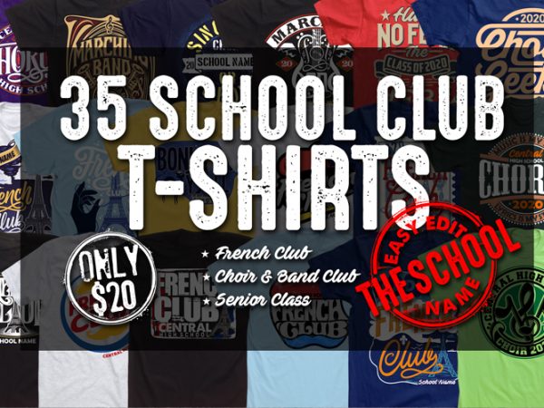 SCHOOL CLUB T-SHIRT BUNDLE design for t shirt - T-shirt Bundles